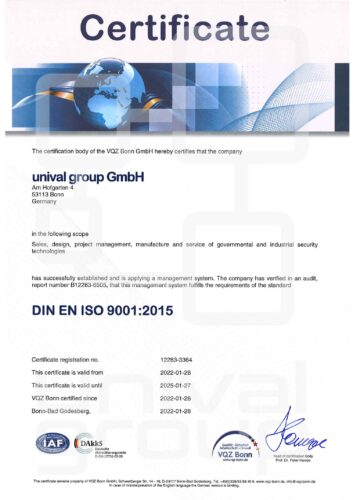 QUALIFICATION | unival group | SECURITY MADE IN GERMANY